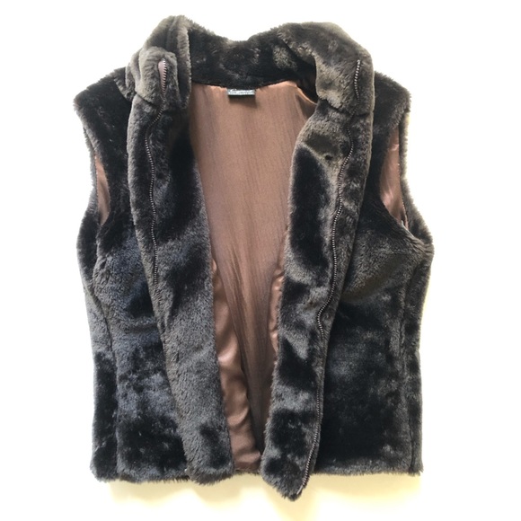 Cejon | Jackets & Coats | Cejon Faux Fur Brown Vest Like New | Poshmark
